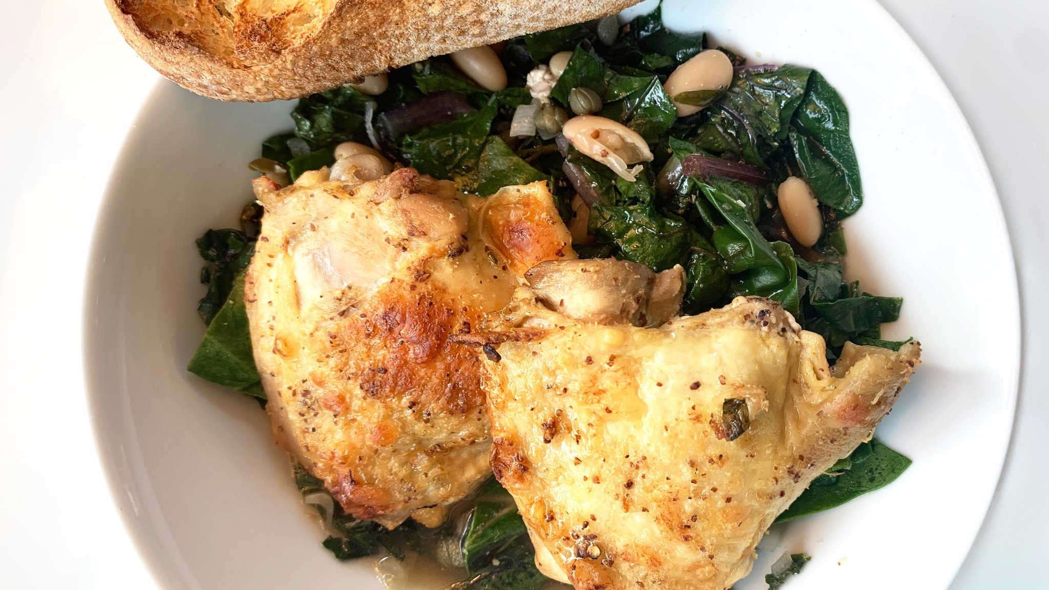 Magic Pot Braised Chicken Thighs and Wilted Greens Recipe - Fresco